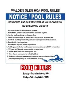 WALDEN GLEN HOA POOL RULES | Walden Glen Homeowner's Association